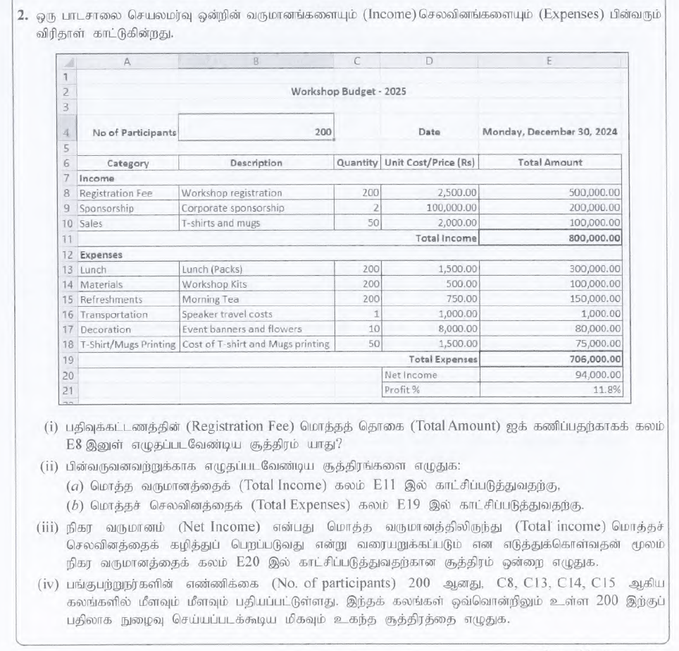 OL ICT 2024 Spreadsheet – InfotechTamil